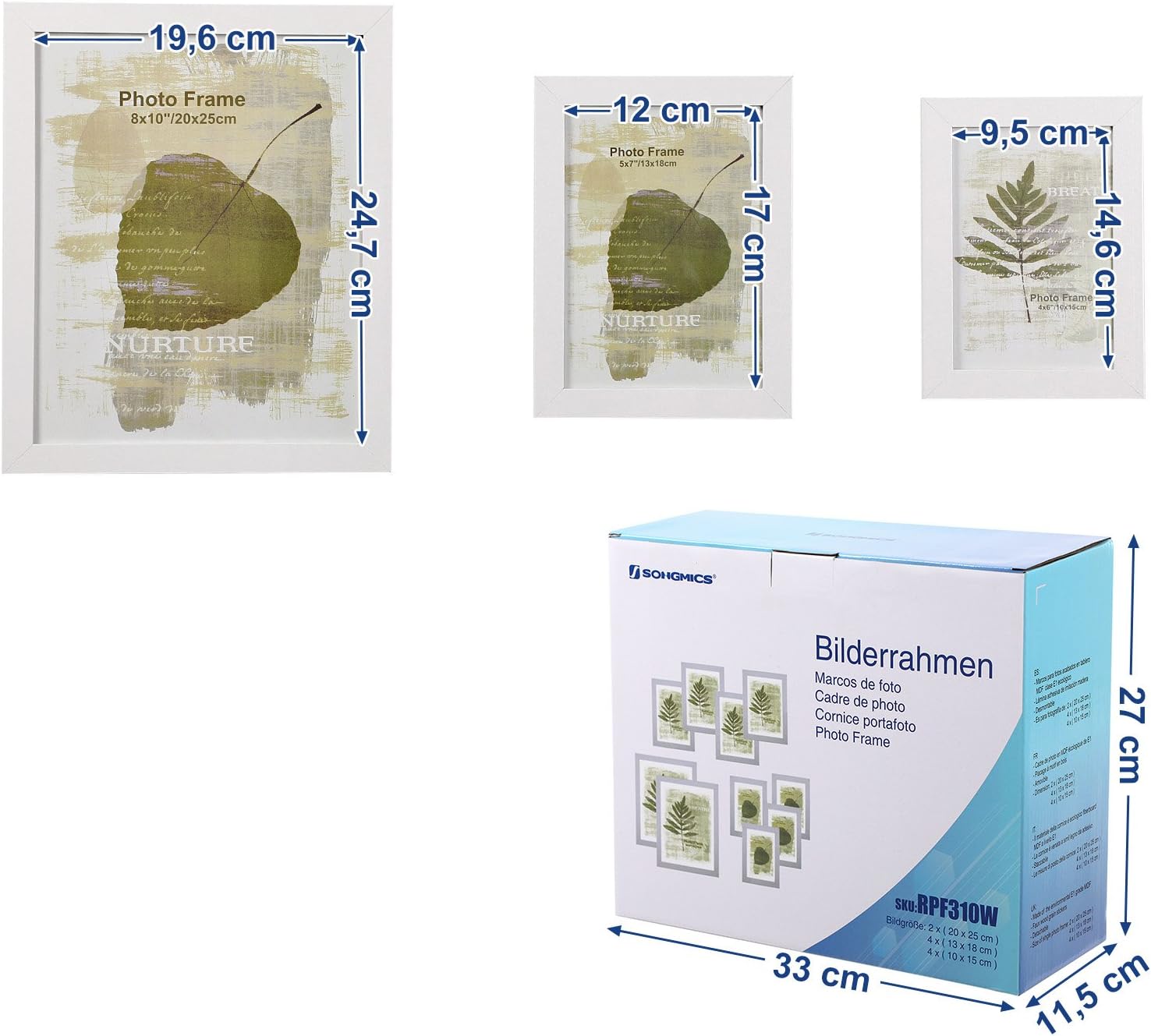 Fotoframes set van 10 fotolijsten - 2 stuks 20 x 25 cm, 4 stuks 13 x 18 ...