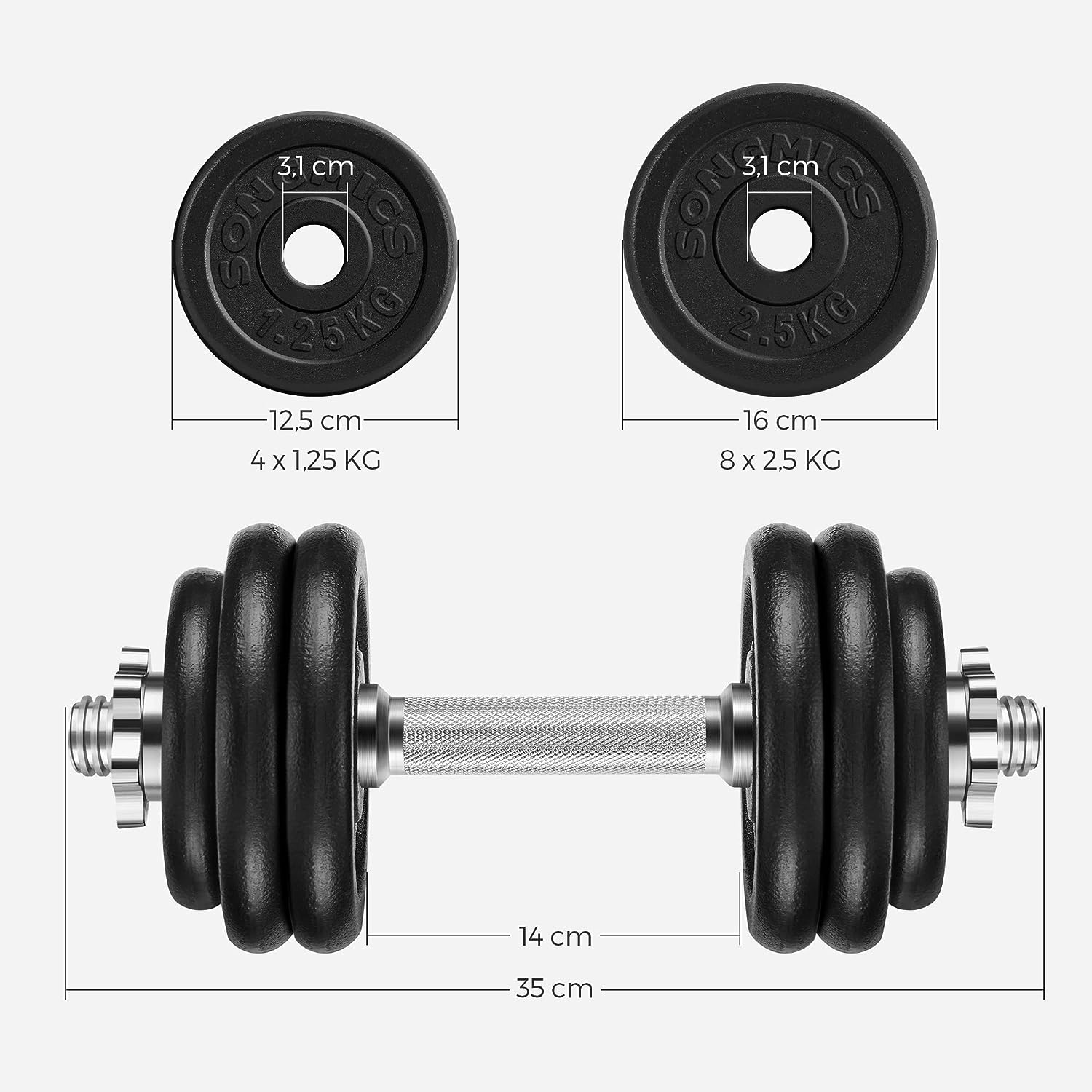 Halterset, dumbbells Gietijzeren Verstelbaar, set van 2, 20 kg/30 kg/40 ...