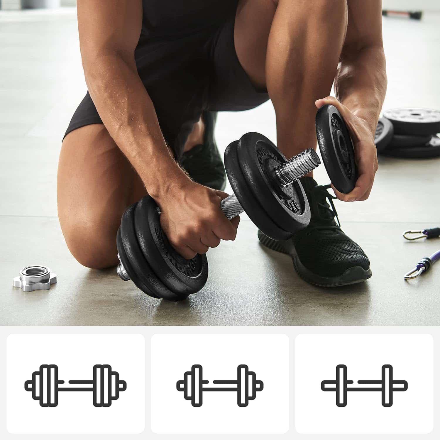 Halterset, dumbbells Gietijzeren Verstelbaar, set van 2, 20 kg/30 kg/40 ...