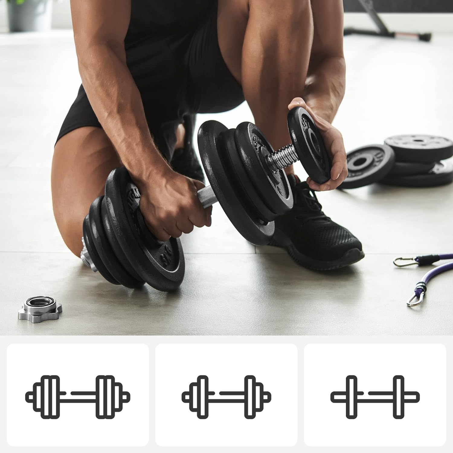 Halterset, dumbbells Gietijzeren Verstelbaar, set van 2, 20 kg/30 kg/40 ...