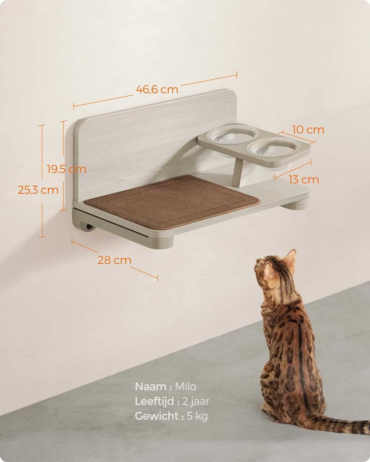 Kattenvoerstation, kattenbak muur, klimwand katten, voederbak verhoogd ...