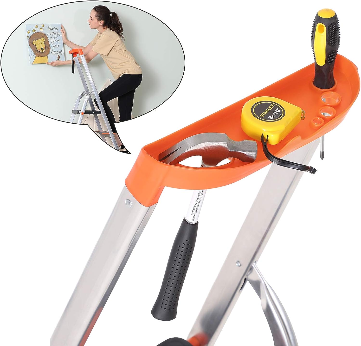 ladder-met-3-treden-aluminium-ladder - SimpleDeal.nl