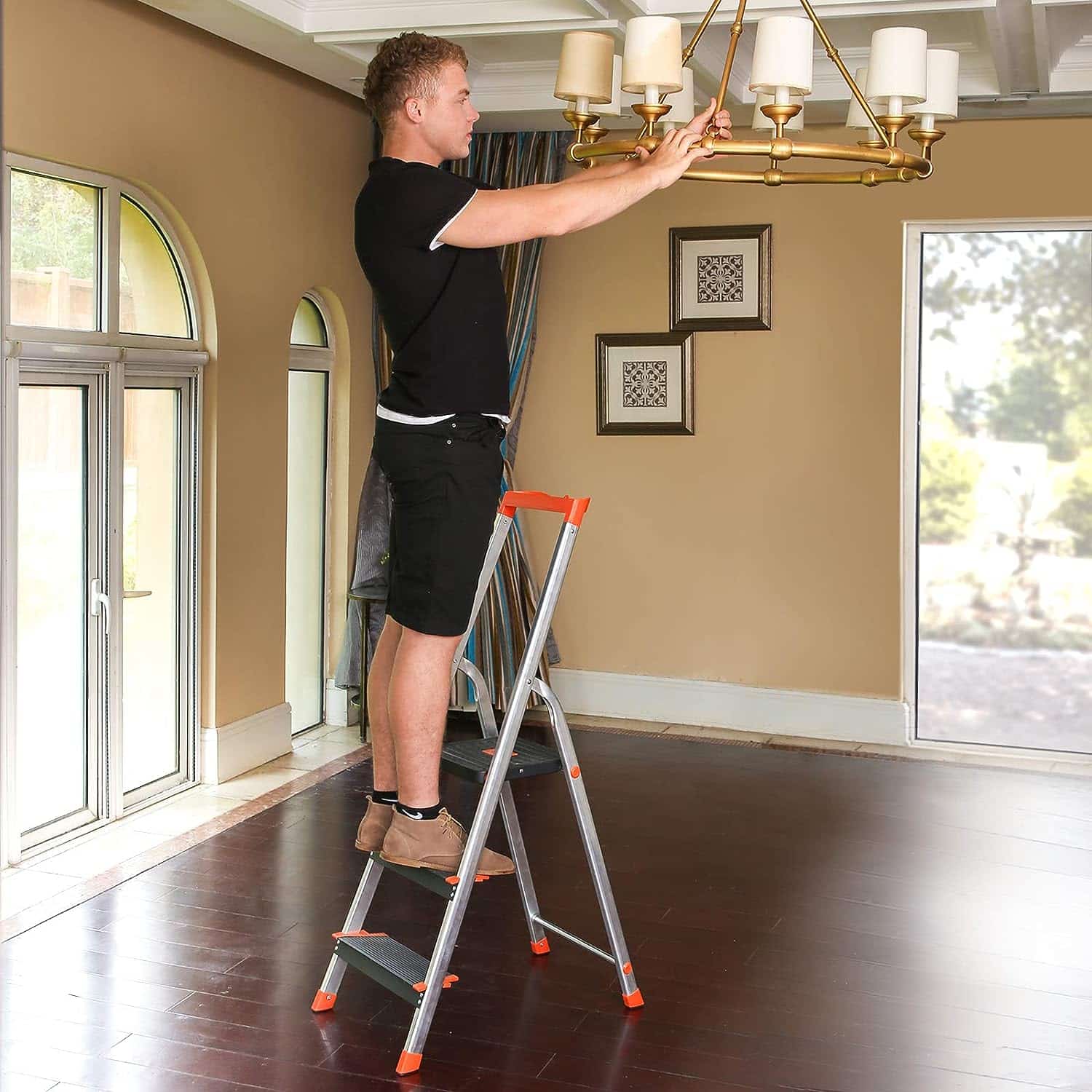 ladder-met-3-treden-aluminium-ladder - SimpleDeal.nl