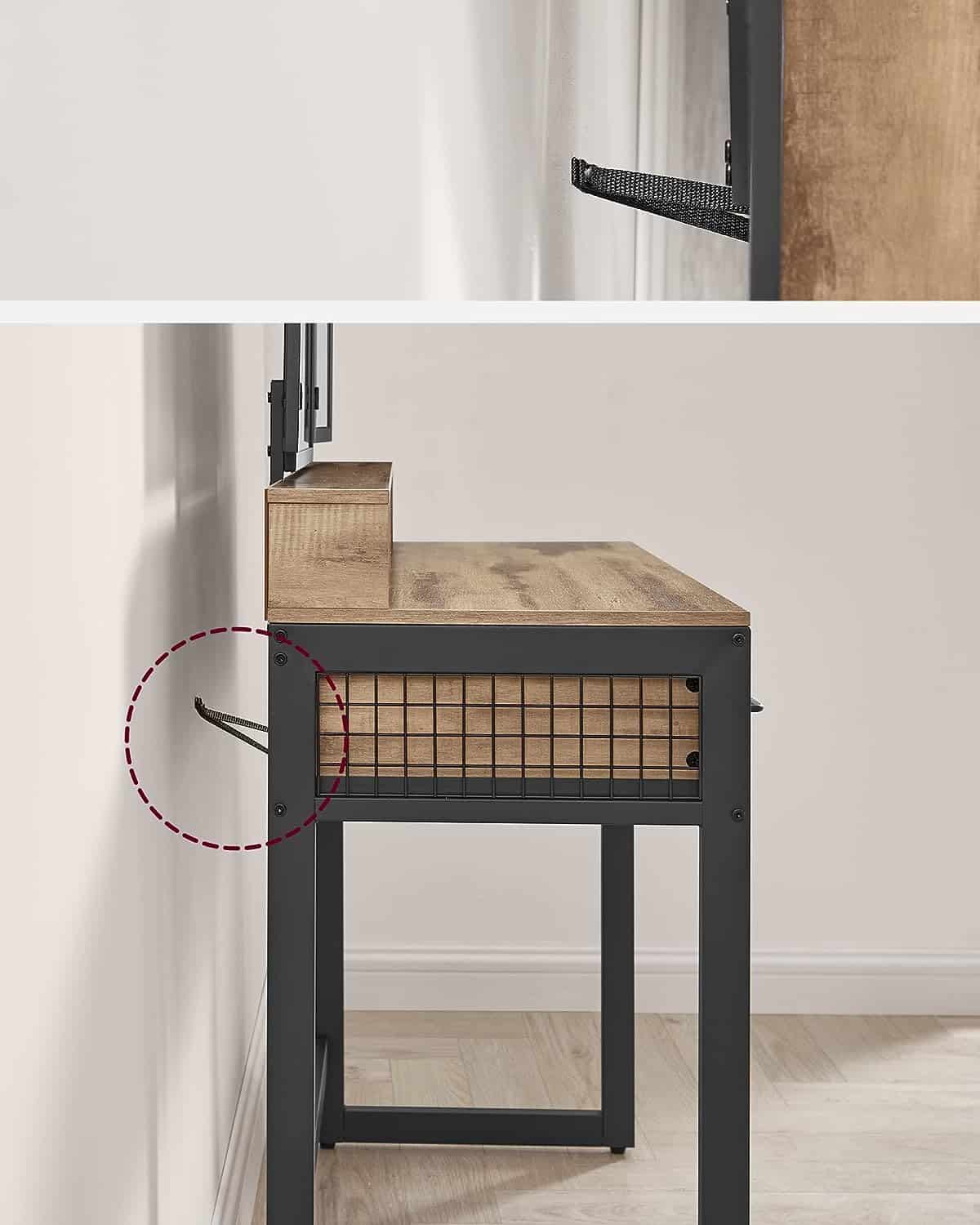 make-uptafel, 3 spiegel, eikenbruin zwart - SimpleDeal.nl