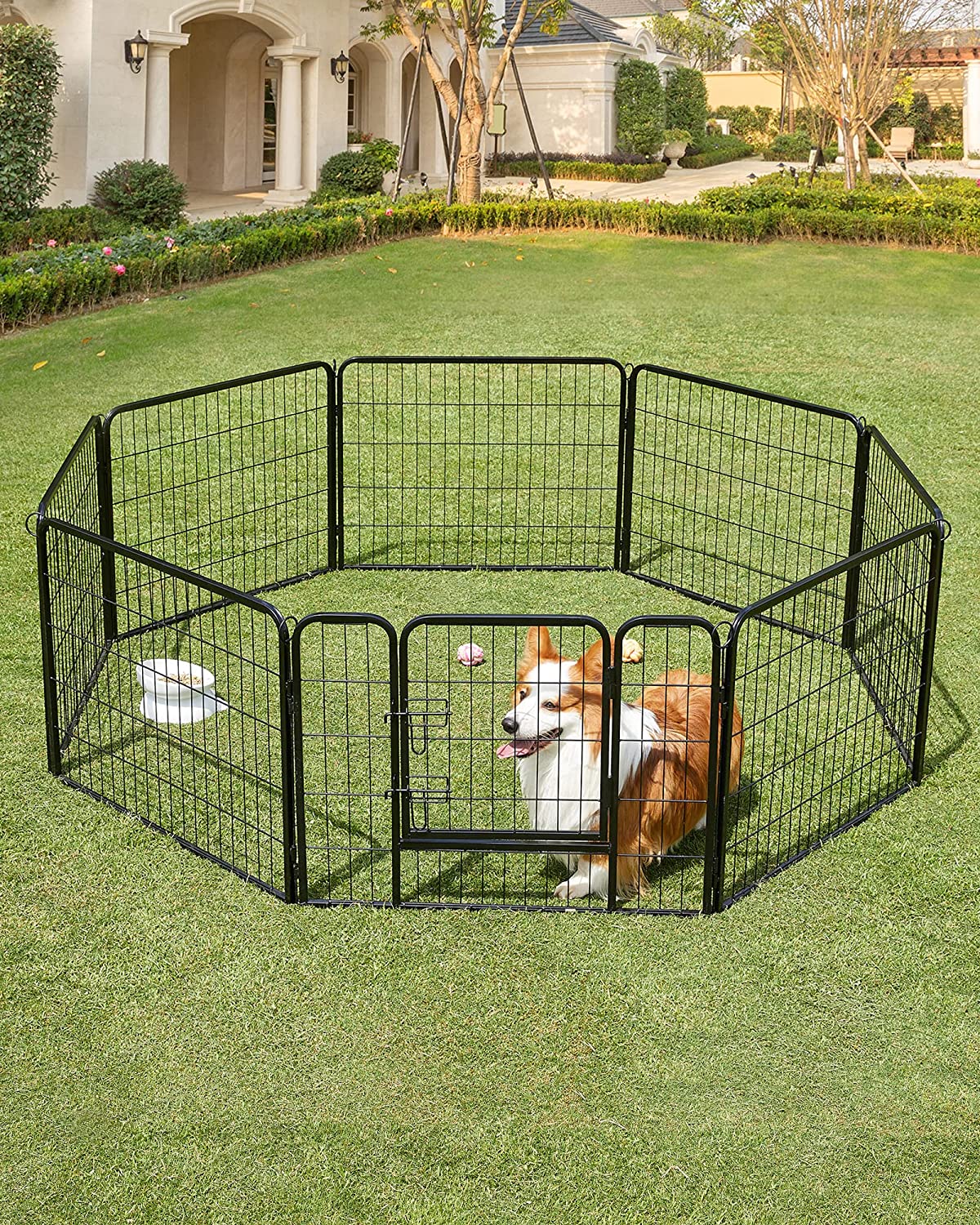 Puppy Ren, Buitenverblijf Voor Hond, 8 Roosters Elk 77 X 60 Cm, Zwart - SimpleDeal.nl