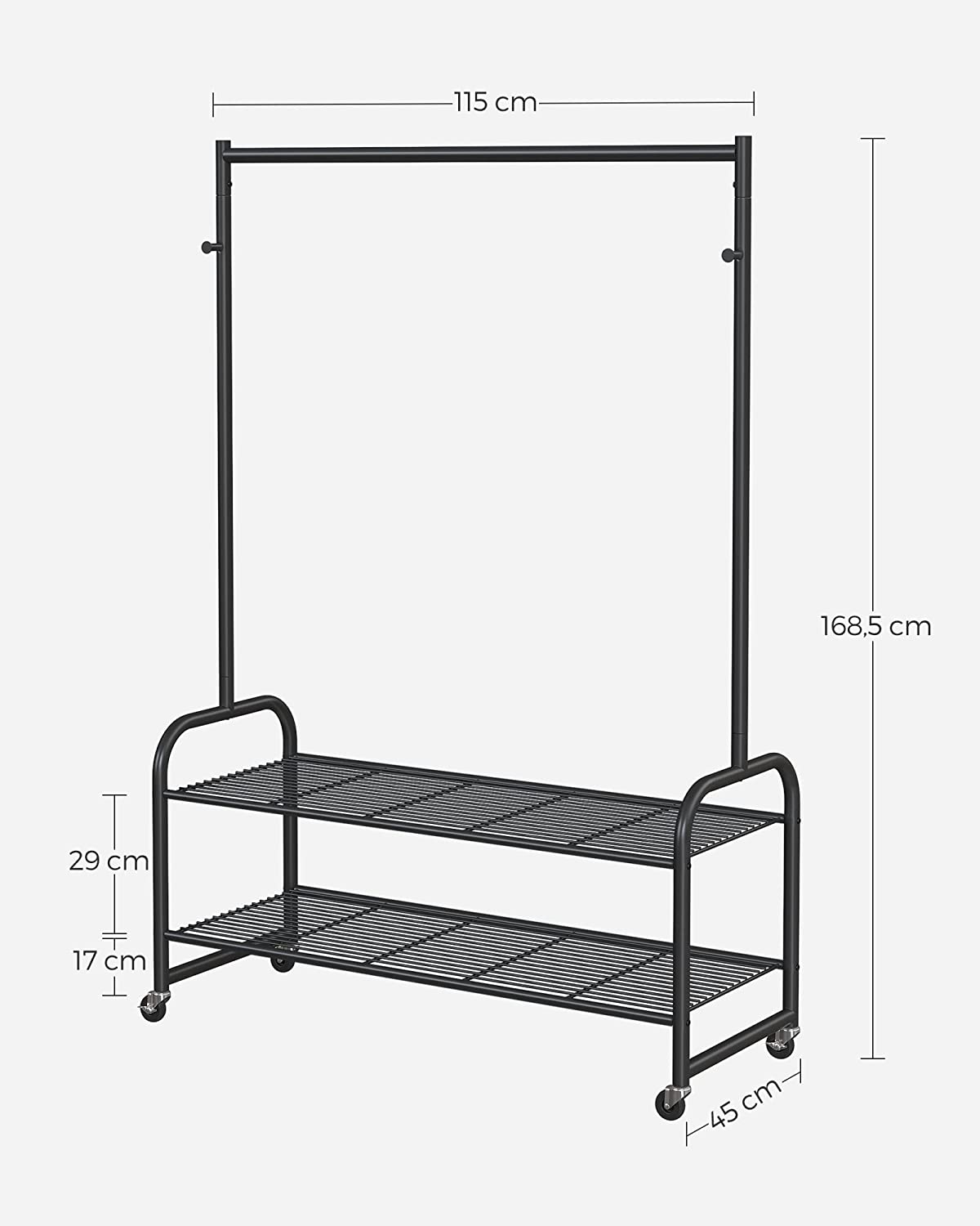 SONGMICS Kledingrek, kledingstang, garderobestandaard, garderobe met ...