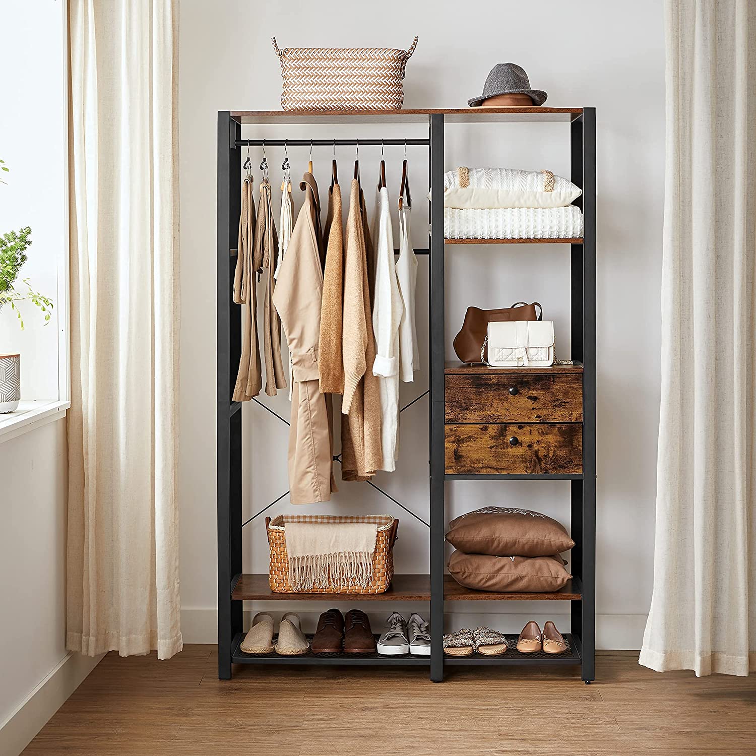 Kledingrek Open, Kledingrek, Garderobe, Metaal, Stang, 2 Laden, Rooster ...