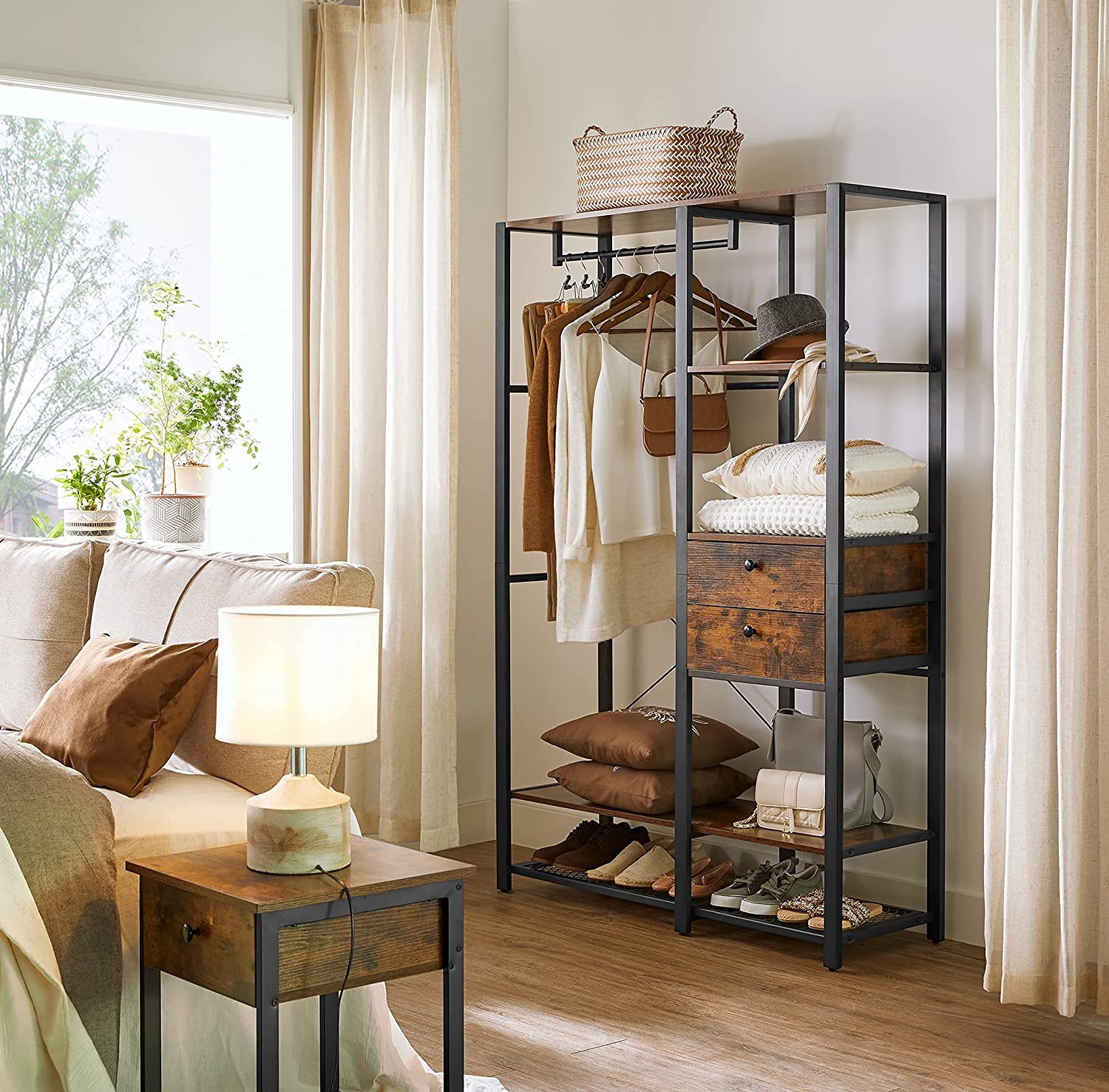 Kledingrek Open, Kledingrek, Garderobe, Metaal, Stang, 2 Laden, Rooster ...