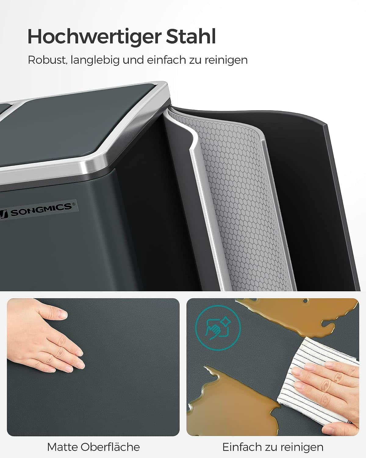 Vuilnisbak Keuken, 3 X 18 Liter, Afvalscheidingssysteem 3 Vakken ...