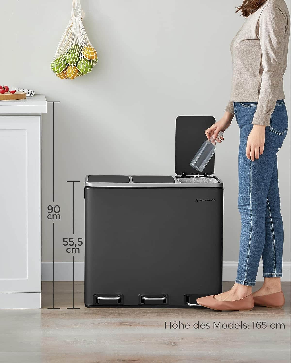 Vuilnisemmer Keuken, 3 X 18 Liter, Afvalscheidingssysteem 3 Vakken ...