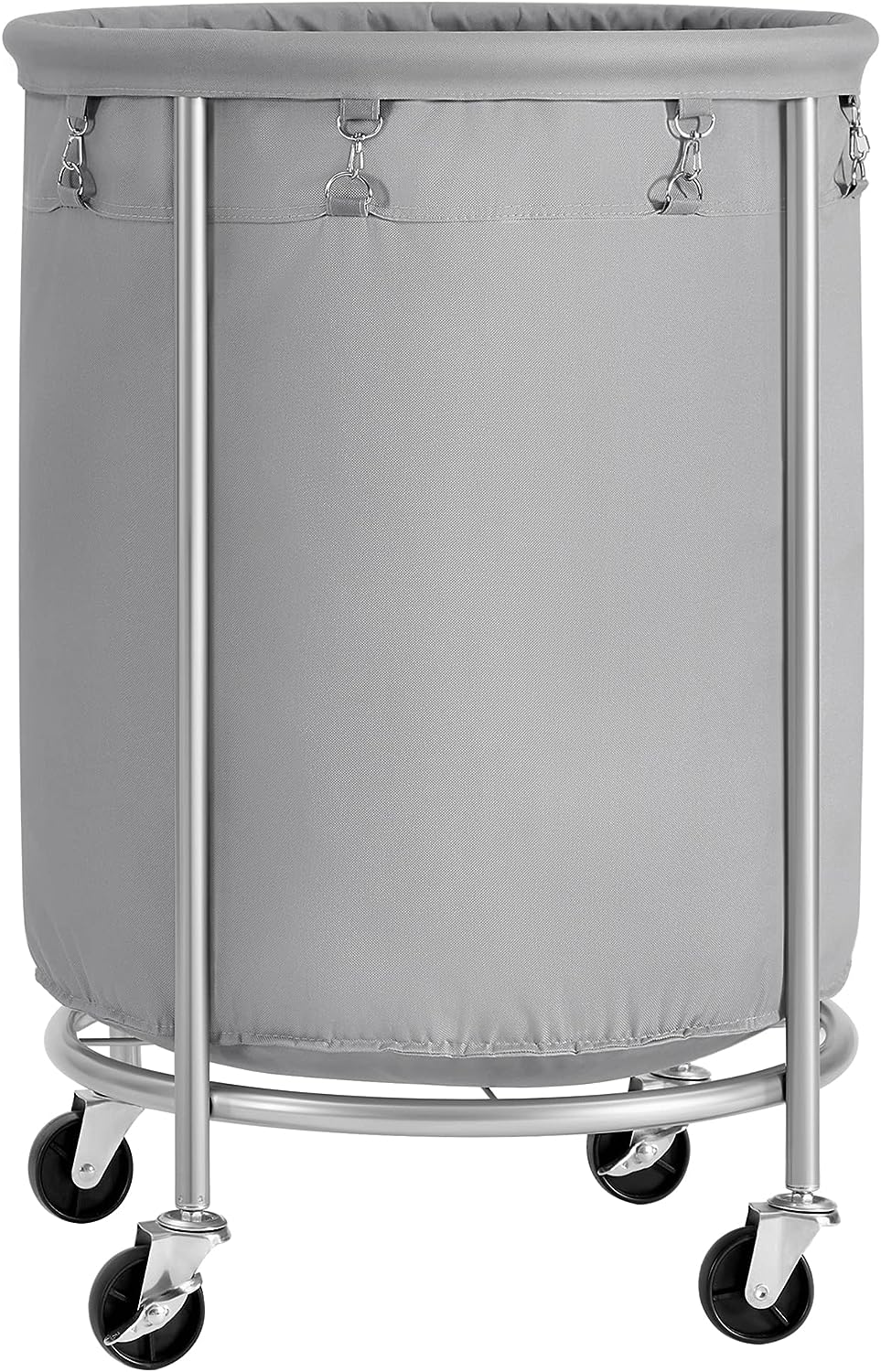 Wasmand met wieltjes, wasverzamelaar, 170 liter, ronde mand met stalen ...