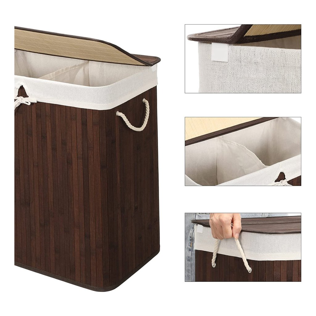 Bamboe Wasmand, 100 L Wasbak, Wasmand Met 2 Compartimenten ...