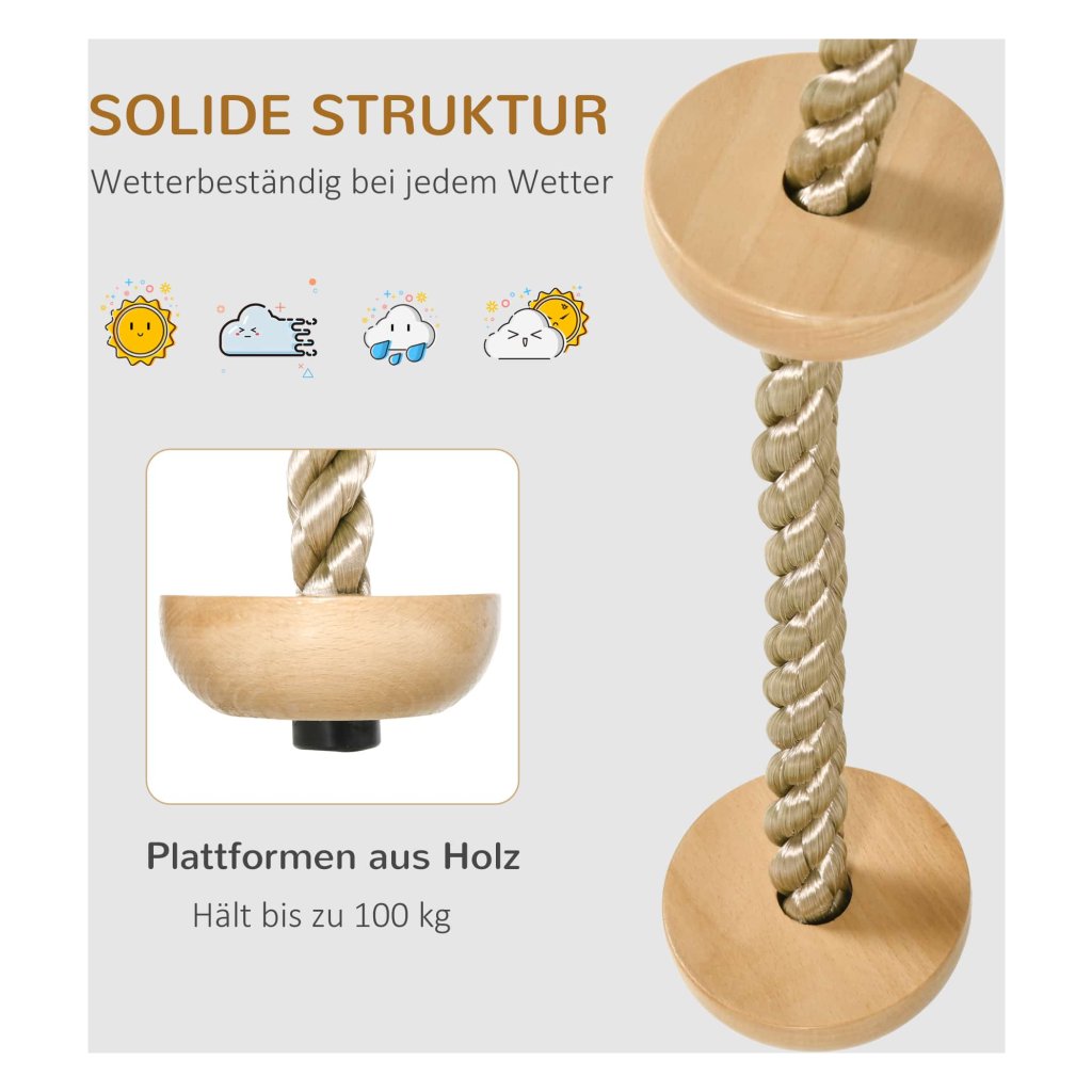 Klimschommel - OutdoorFun - Houten treden - Kindvriendelijk - Bruin ...