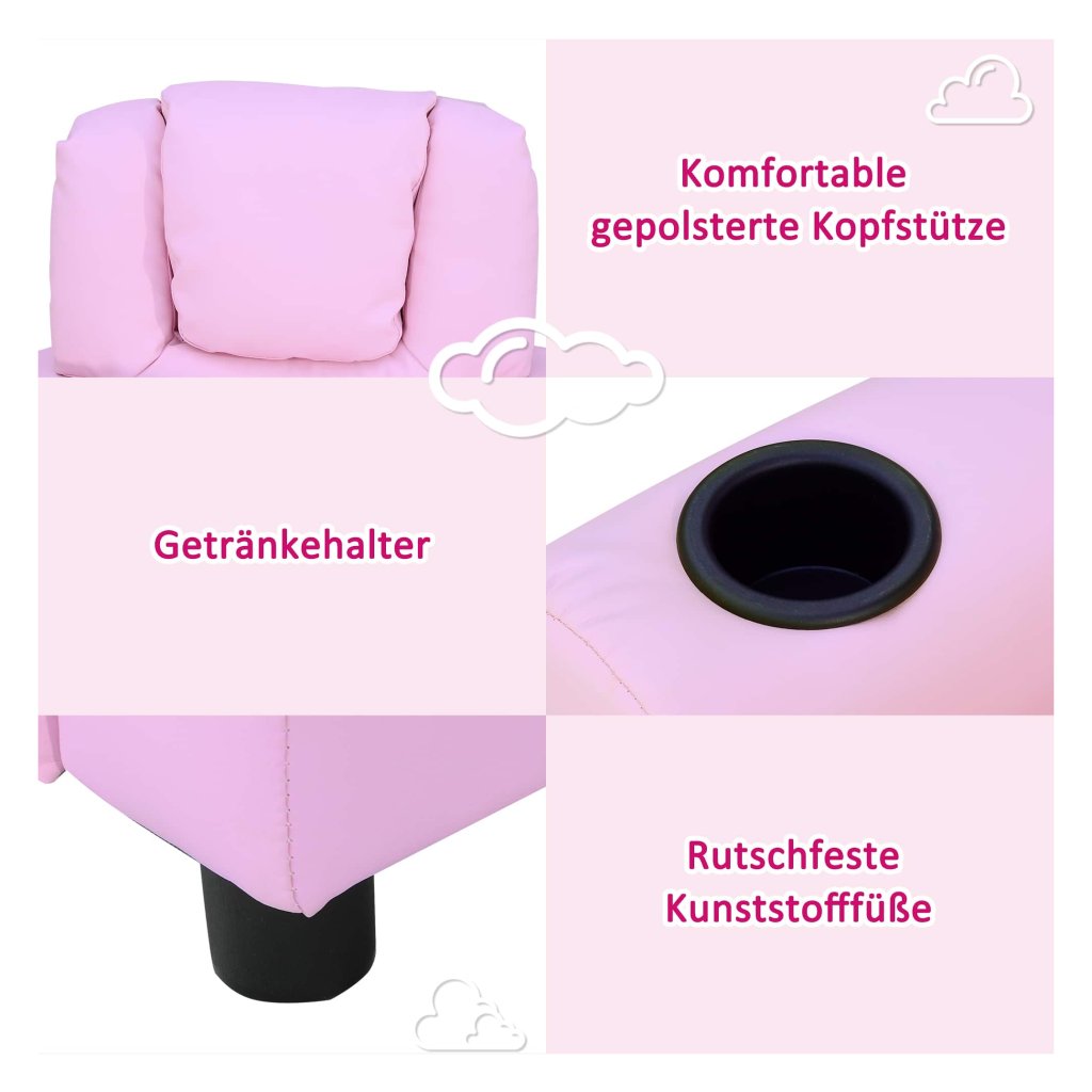 Kinderfauteuil - Ligfunctie - Bekerhouder - Roze - SimpleDeal.nl