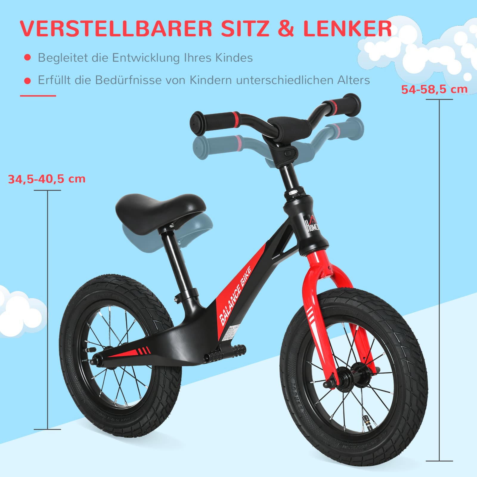 Loopfietsen - Verstelbaar en Rubberen Banden - Zwart - SimpleDeal.nl