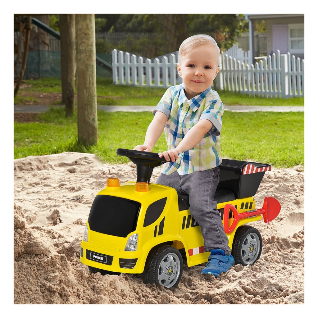 Graafmachine - Geel Voertuig met Kiepbak - Stoel met Opbergruimte ...