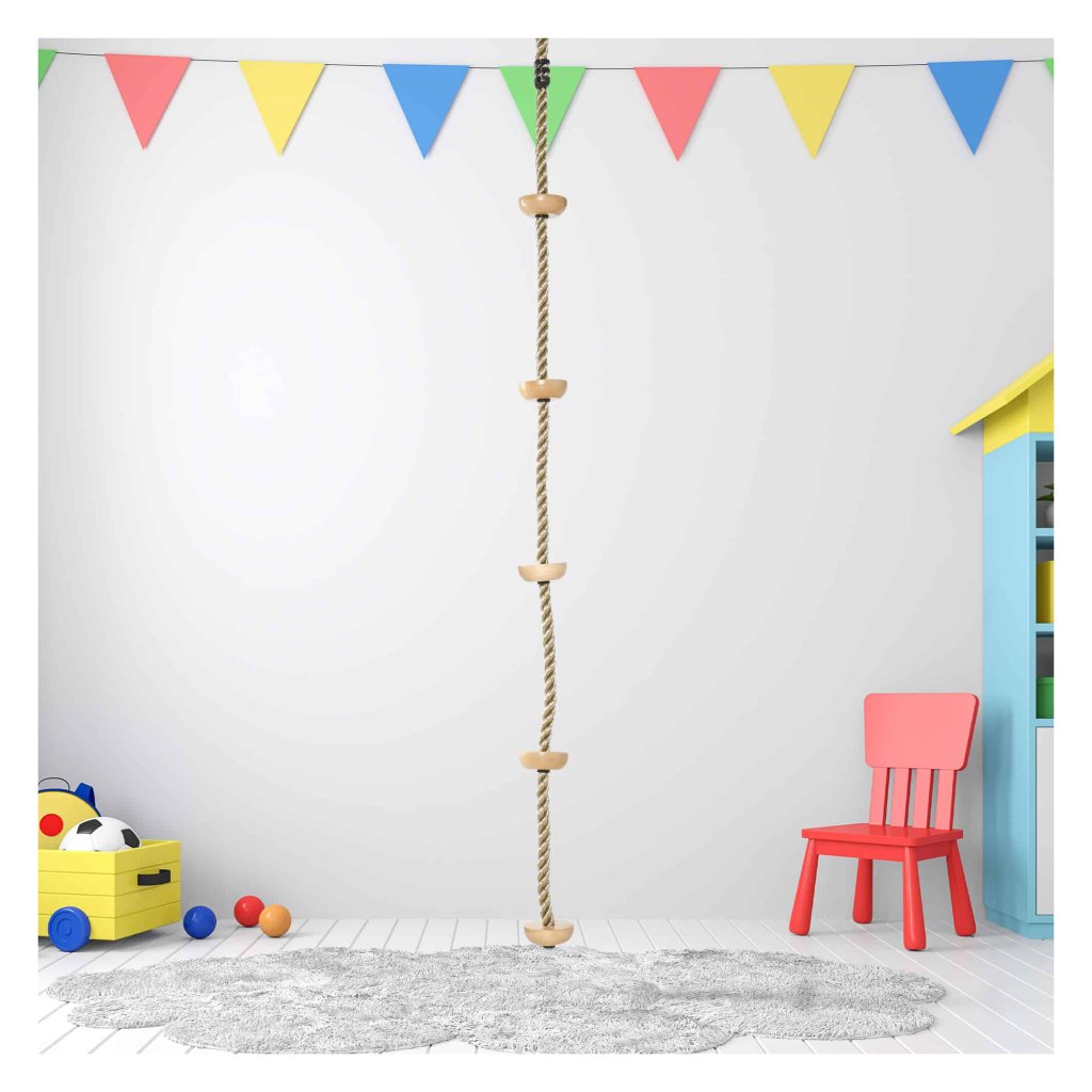 Klimschommel - OutdoorFun - Houten treden - Kindvriendelijk - Bruin ...