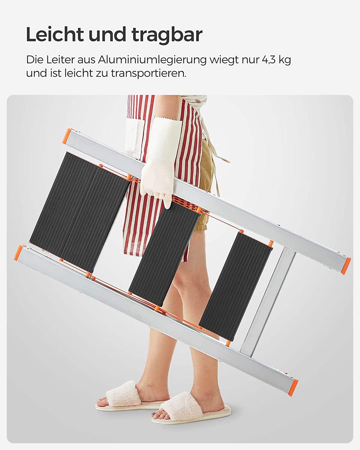 Ladder 3 treden, opklapbaar, antislip, tot 150 kg belastbaar, opstap ...