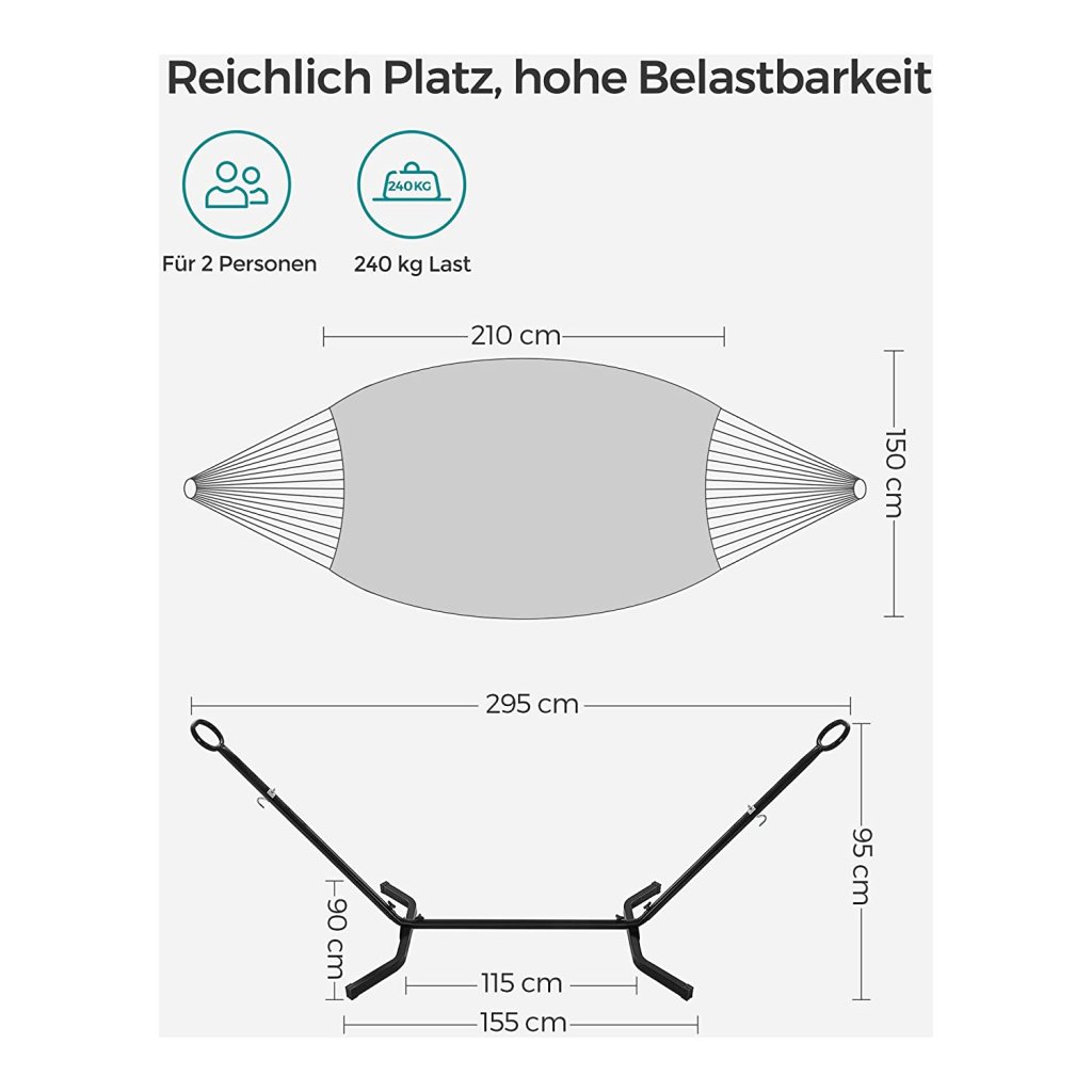 Hangmat Met Frame, 210 X 150 Cm, Op 5 Verschillende Hoogtes Verstelbaar ...