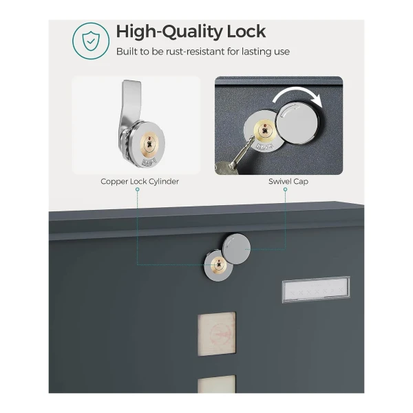 Brievenbus, brievenbus, slot met koperen sluitcilinder en draaideksel ...