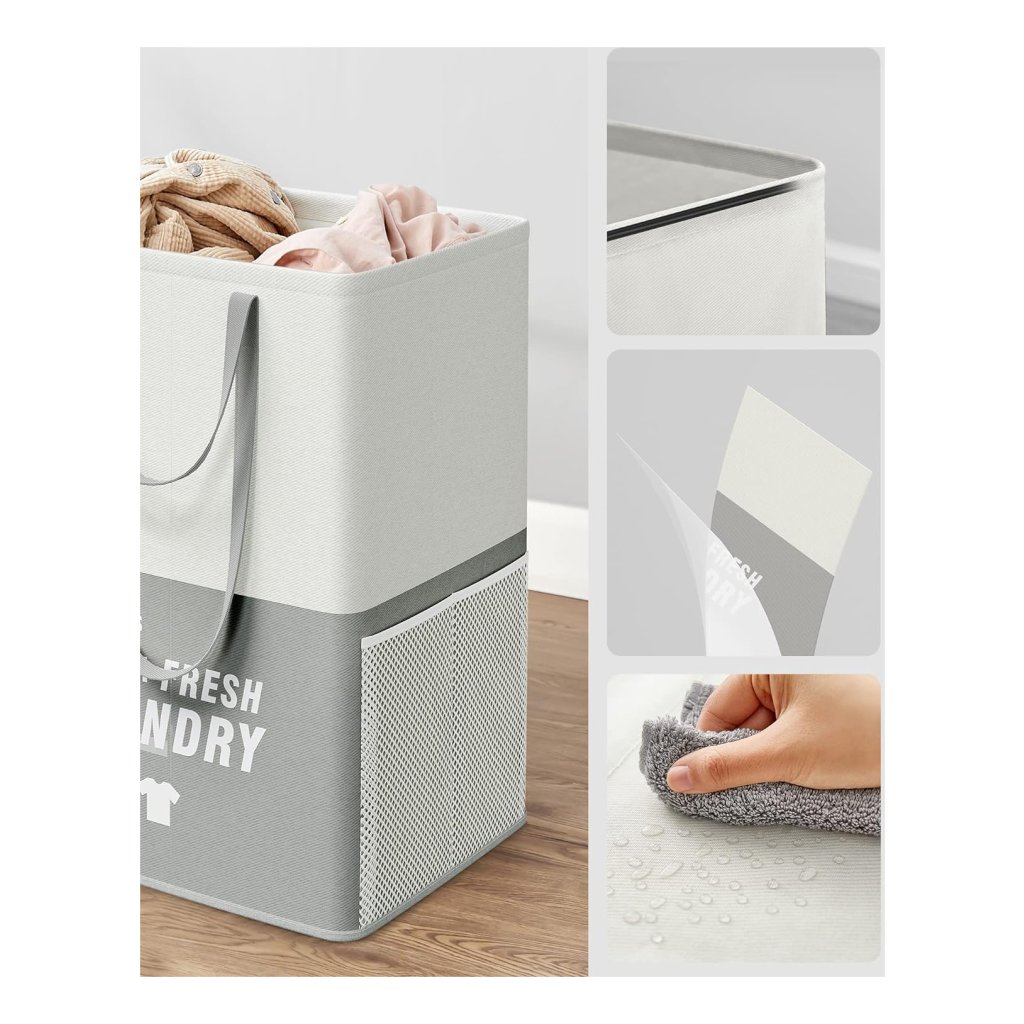 Grote wasmand, 90 L, wasmand met 2 compartimenten, vrijstaand ...