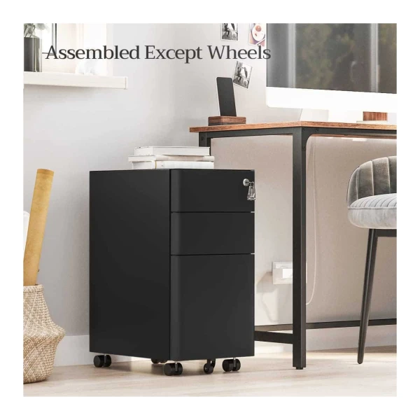 Rolcontainer, archiefkast, kantoorkast met wieltjes en slot, voor ...