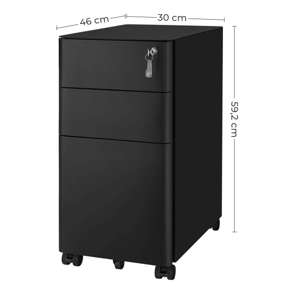 Rolcontainer, archiefkast, kantoorkast met wieltjes en slot, voor ...