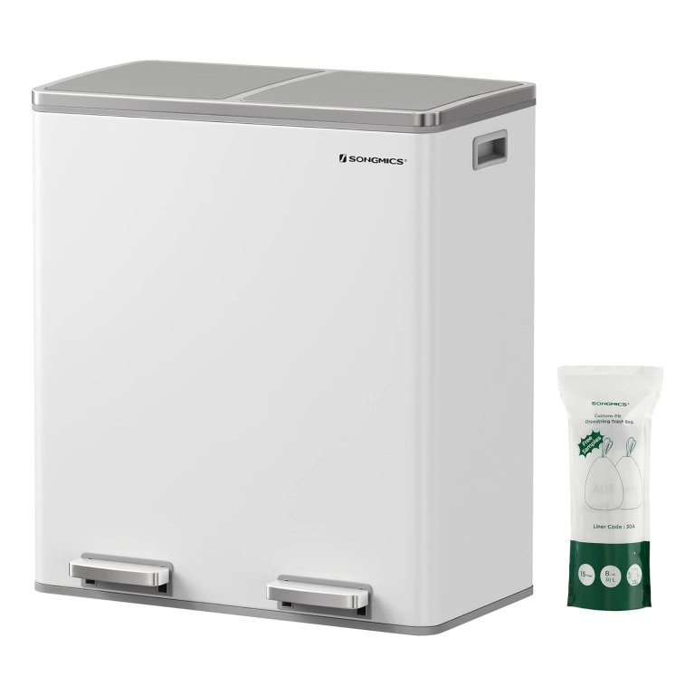 40 liter afvalbak met 2 compartimenten 2 x 20l afval bin metalen pedaal ...