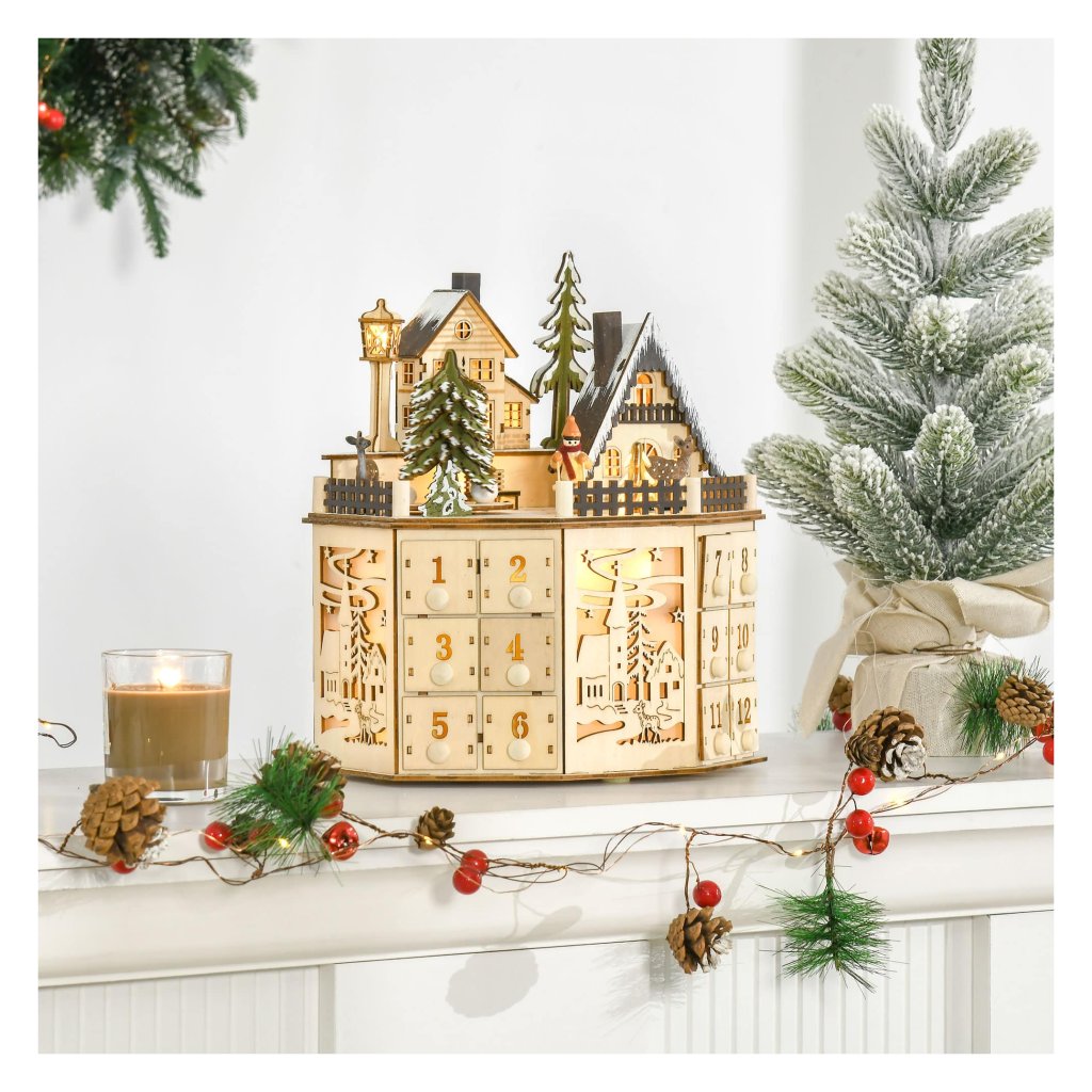 Zaza Home Christmas Advent Kalender met 24 Zugkästen Christmas Kalendar ...