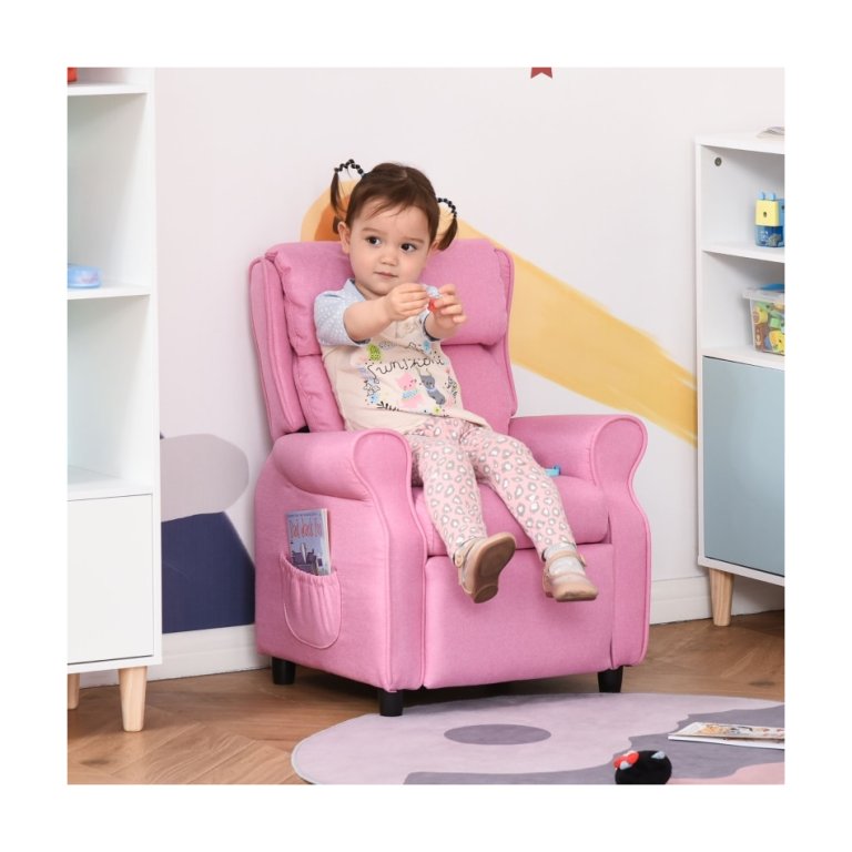 Kinderfauteuil - ZAZA Home - Verstelbare rugleuning - Roze - SimpleDeal.nl