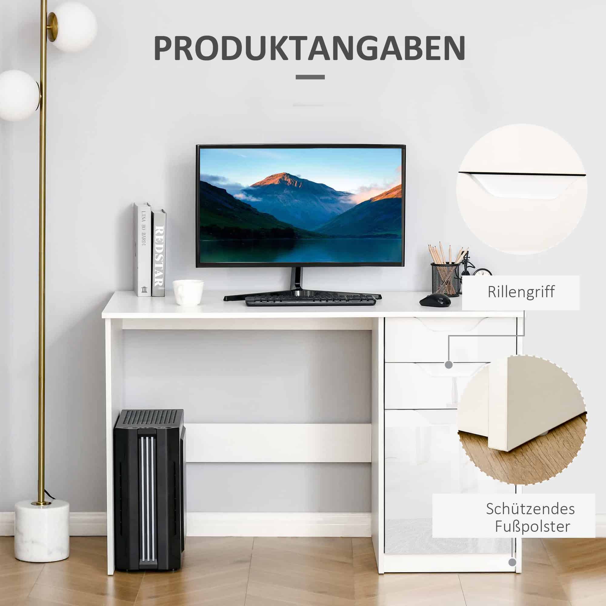 Bureau - Computertafel - Kantoor - Wit - SimpleDeal.nl