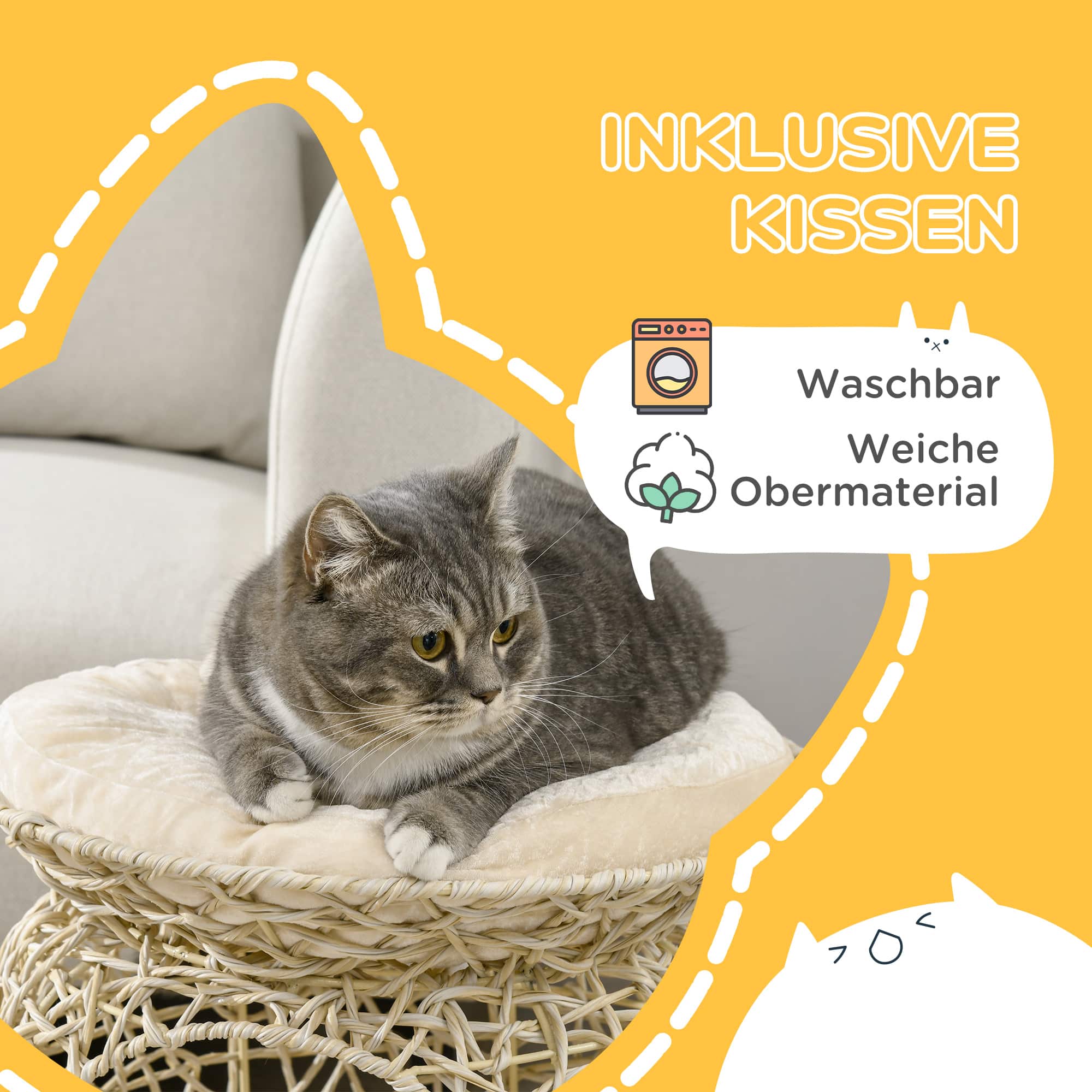 Kattenhuis - LuxeDieren - Inclusief kussens - Beige - SimpleDeal.nl