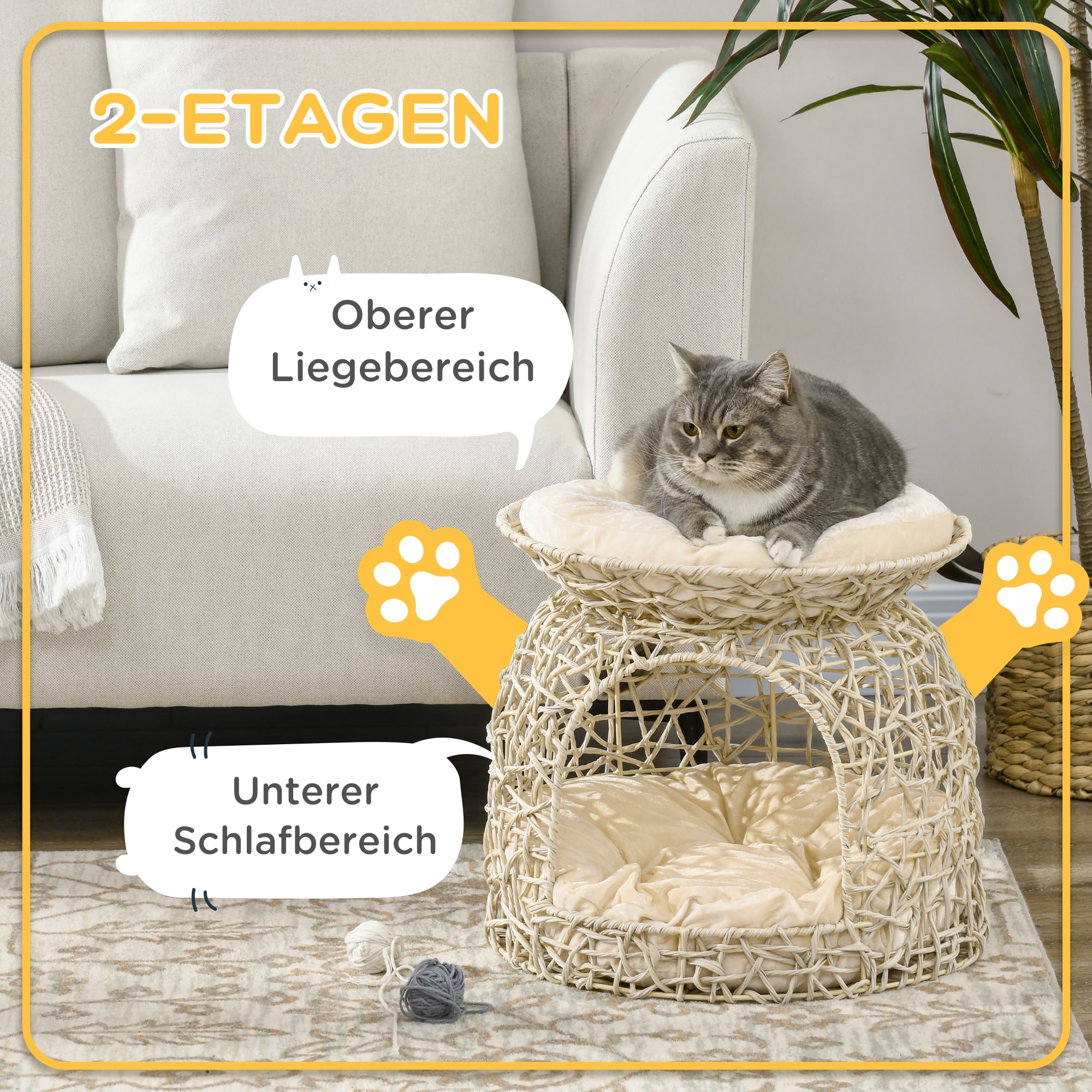 Kattenhuis - LuxeDieren - Inclusief kussens - Beige - SimpleDeal.nl