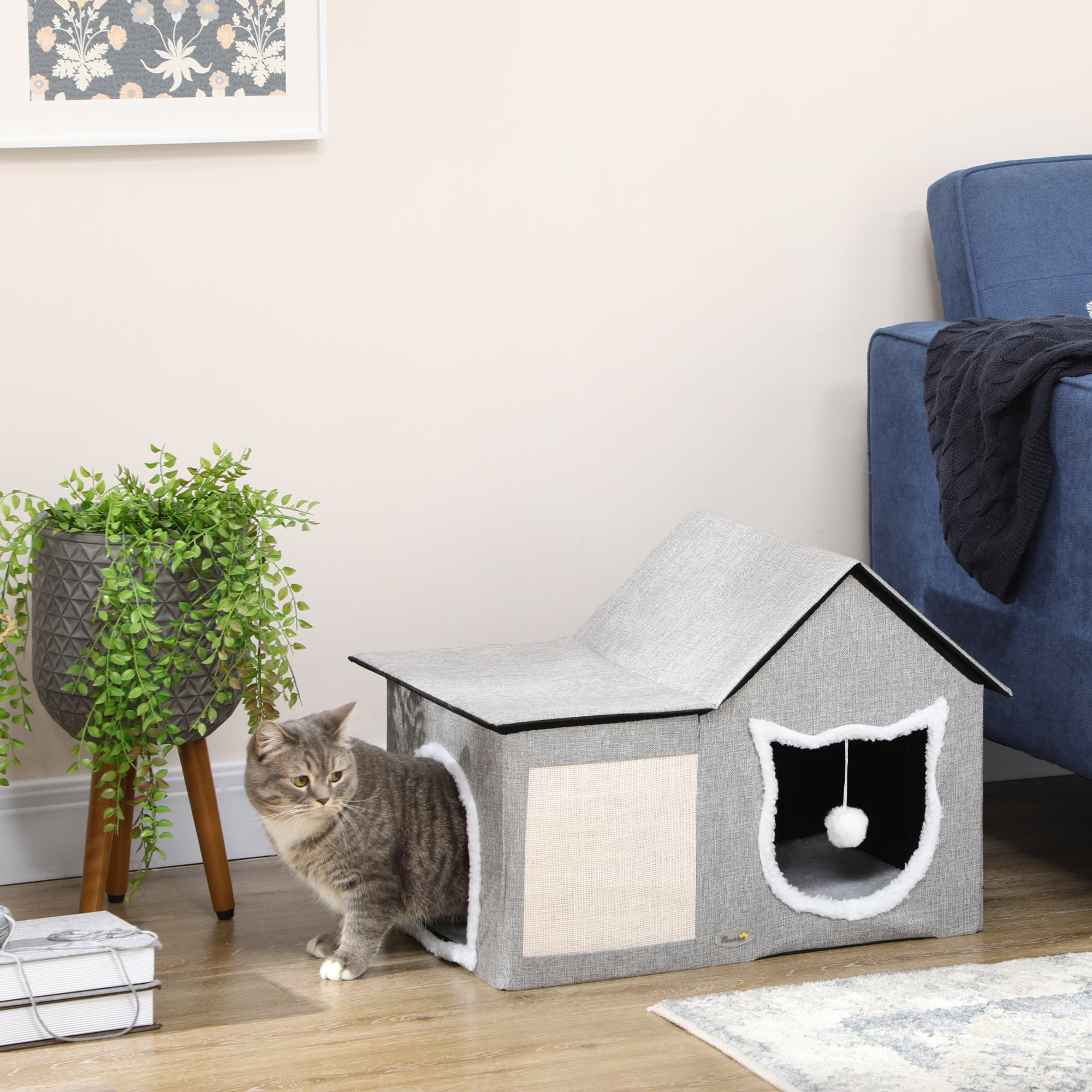 Cat Hollow, Cat House met krassend gebied, kathut met dubbele deuren ...