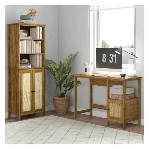 Bureau met kast, computertabel, pc -tabel, kantoortabel met een open ...