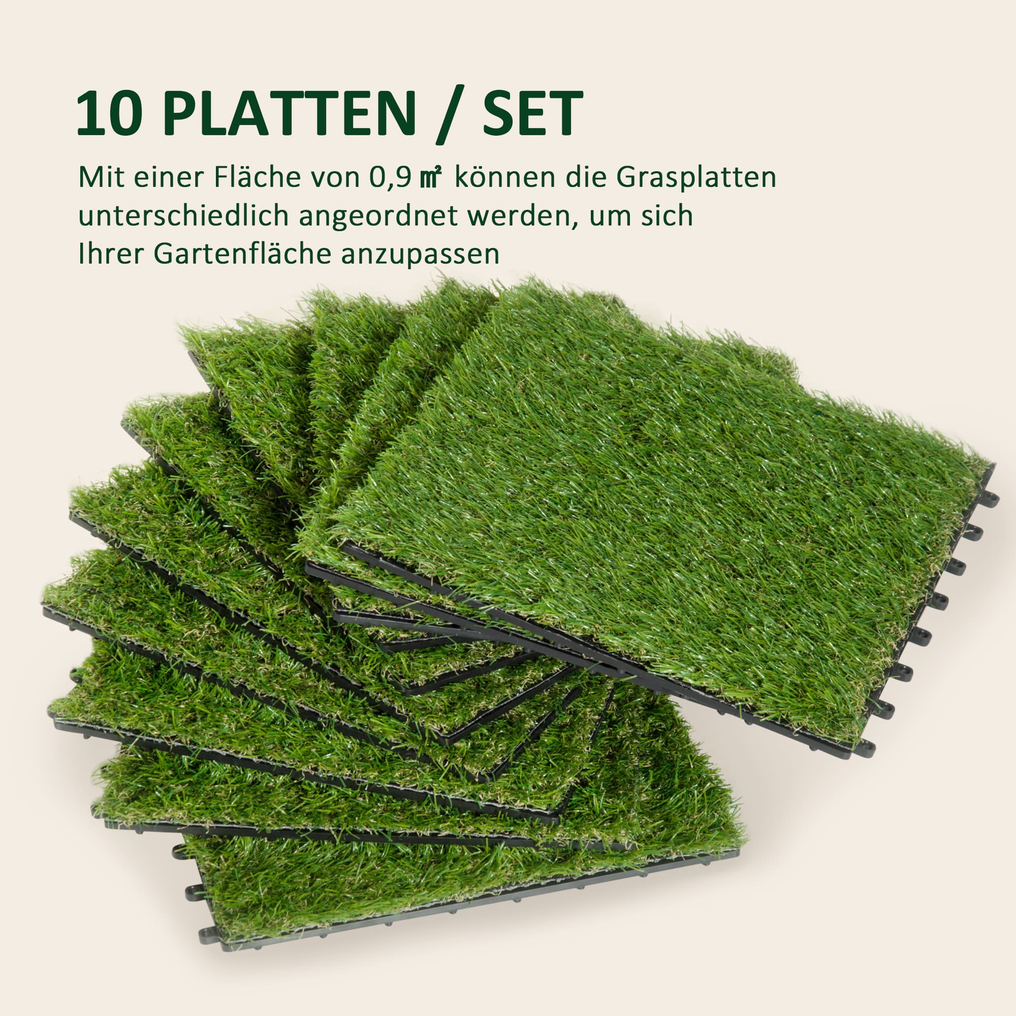 Art Turf Terrace Tiles Set Floor Tile Grass Mat 10 stuks, 25 mm ...