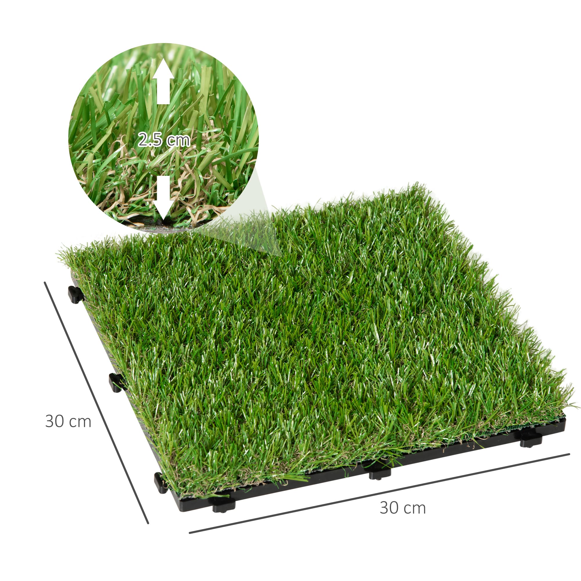 Art Turf Terrace Tiles Set Floor Tile Grass Mat 10 stuks, 25 mm ...