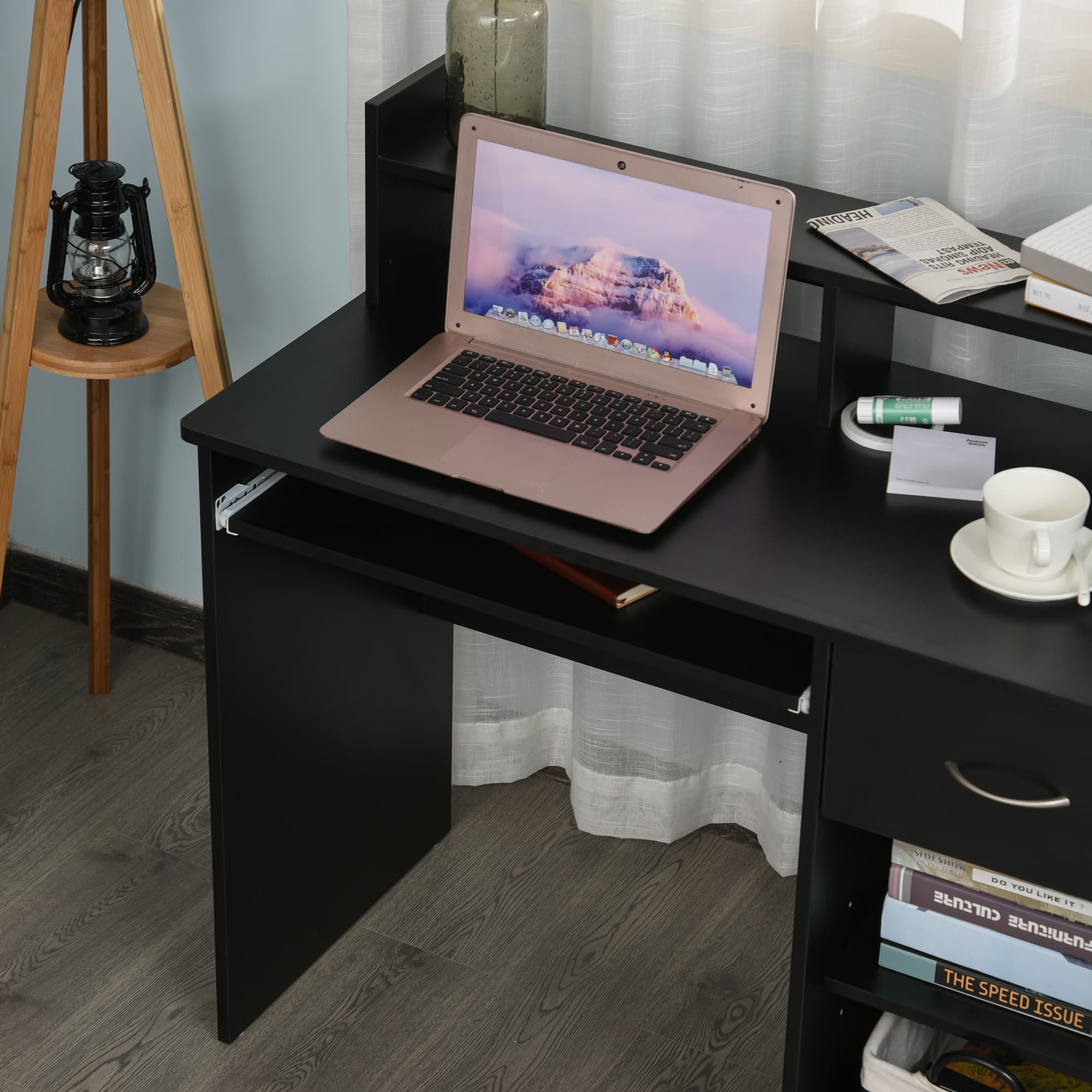 Zaza Home Computertabel Bureau Office Tabel Gaming Tabel PC Tabel met lade E1 THIPBOUD ZWART 104 ...