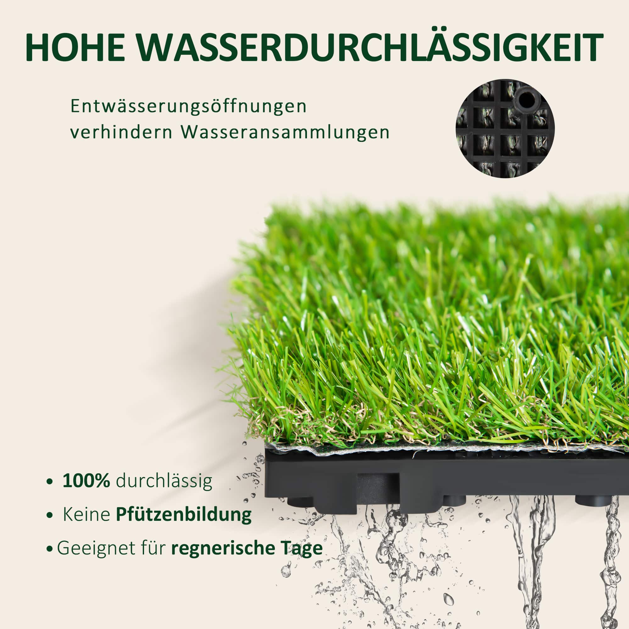 Art Turf Terrace Tiles Set Floor Tile Grass Mat 10 stuks, 25 mm ...