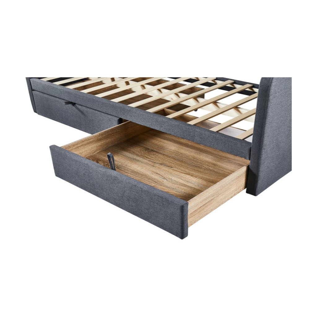Bed 'Parma' 90x200 met lattenbodem Grijs, Structuur , spaanderplaat en ...