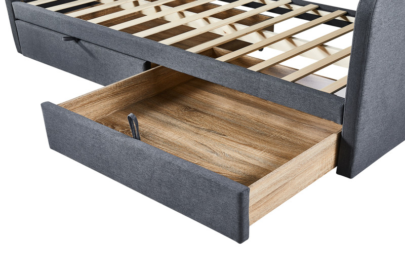 Bed 'Parma' 90x200 met lattenbodem Grijs, Structuur , spaanderplaat en ...