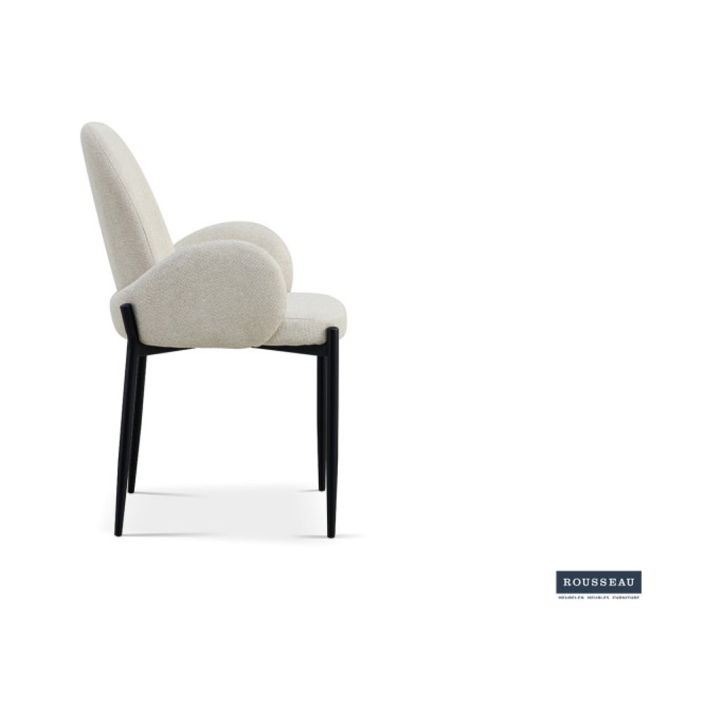 Eetkamerstoel 'Bilbao' Stof Beige, Poten metaal en bekleding stof ...