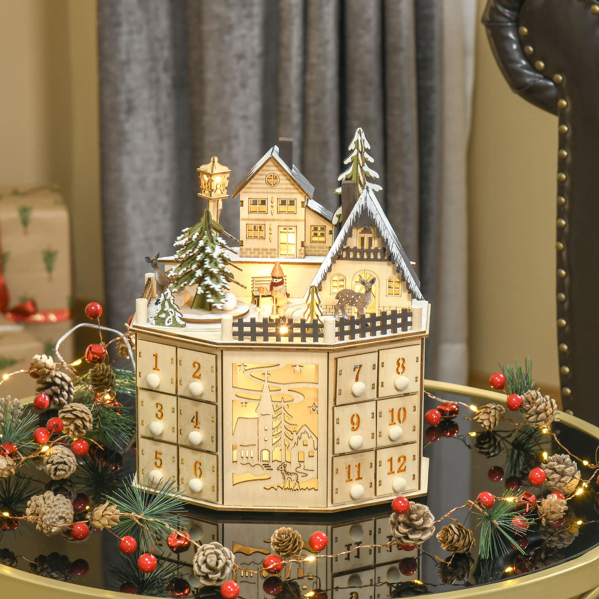 Zaza Home Christmas Advent Kalender met 24 Zugkästen Christmas Kalendar ...