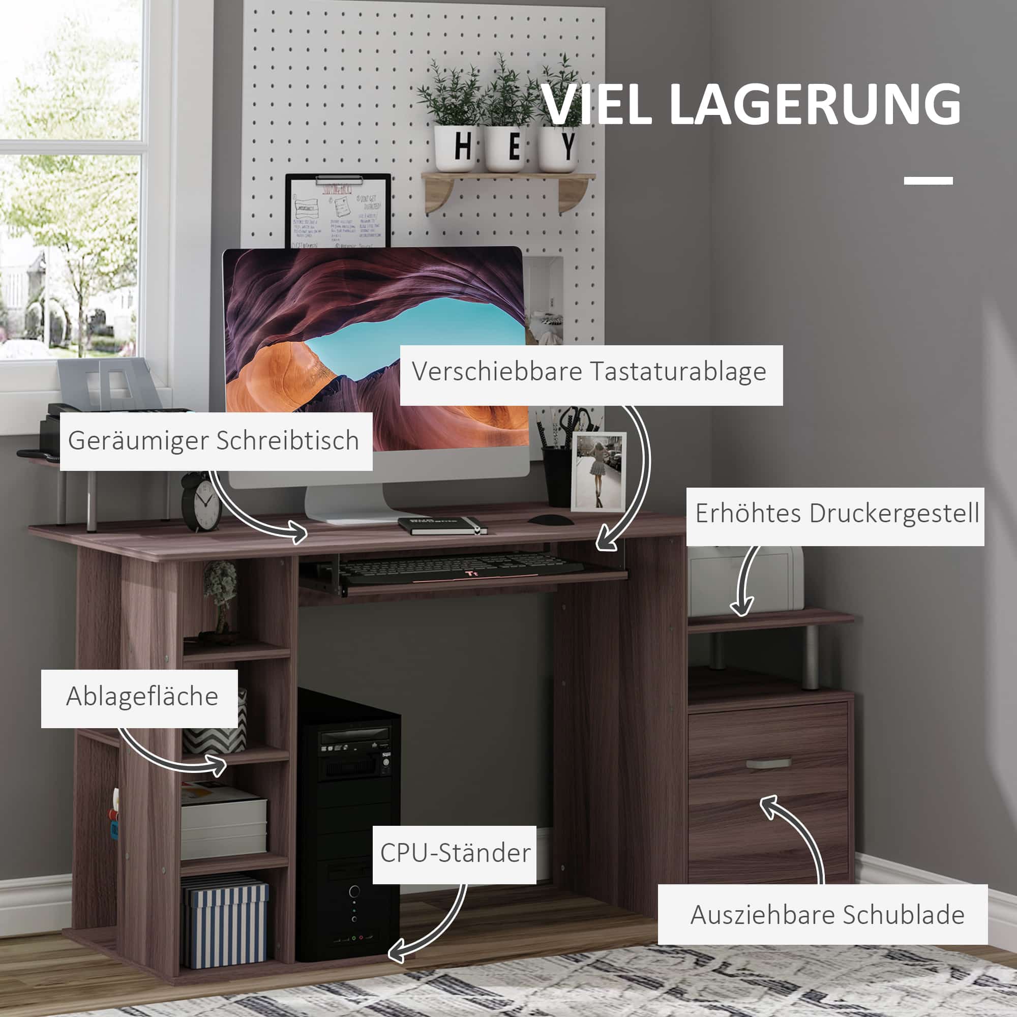 Zaza Home Computertabel Bureau Office Tabel PC Tabel Werktabel Combic ...