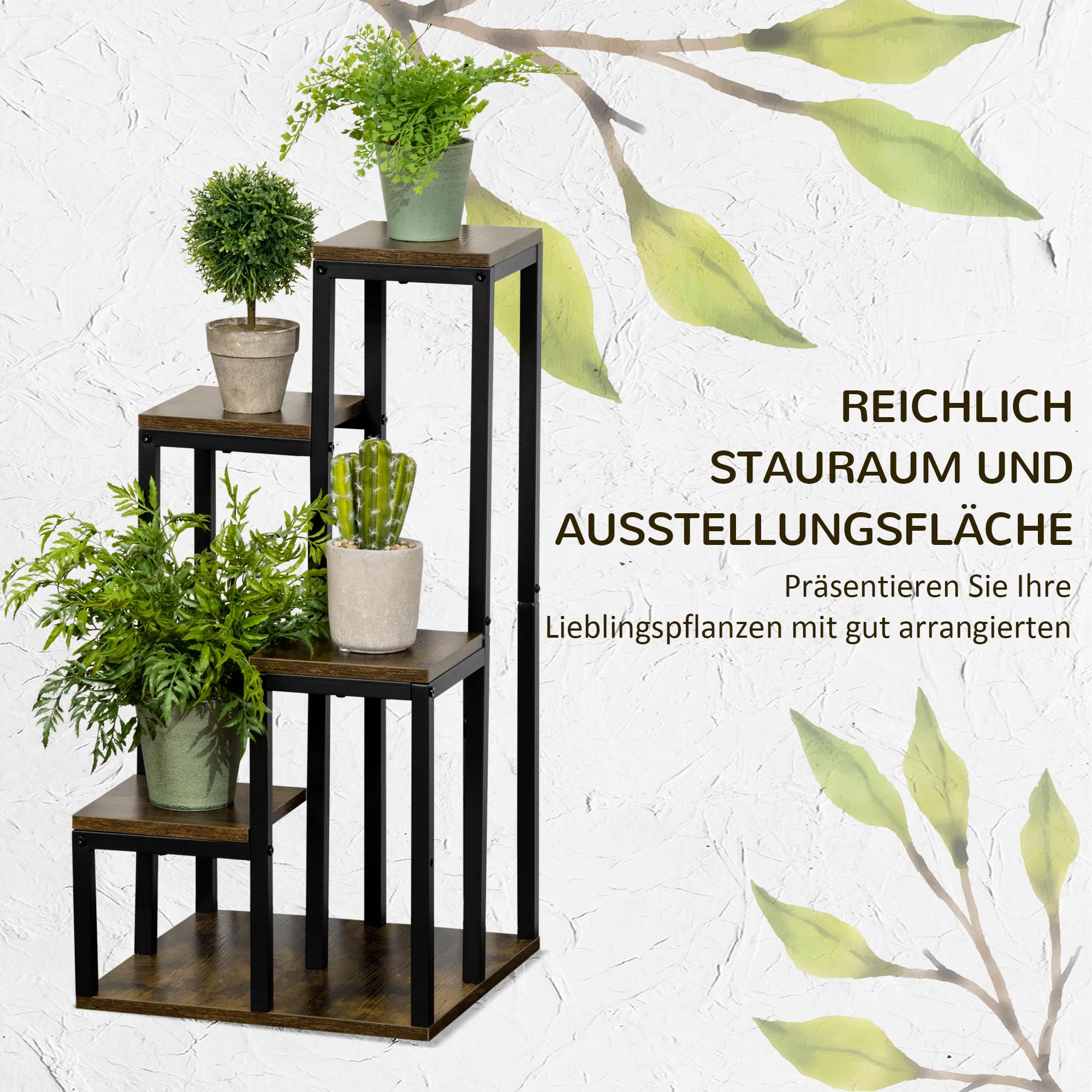 Flower Stand Plant Stands met 4 niveaus, multifunctionele plantenplank ...