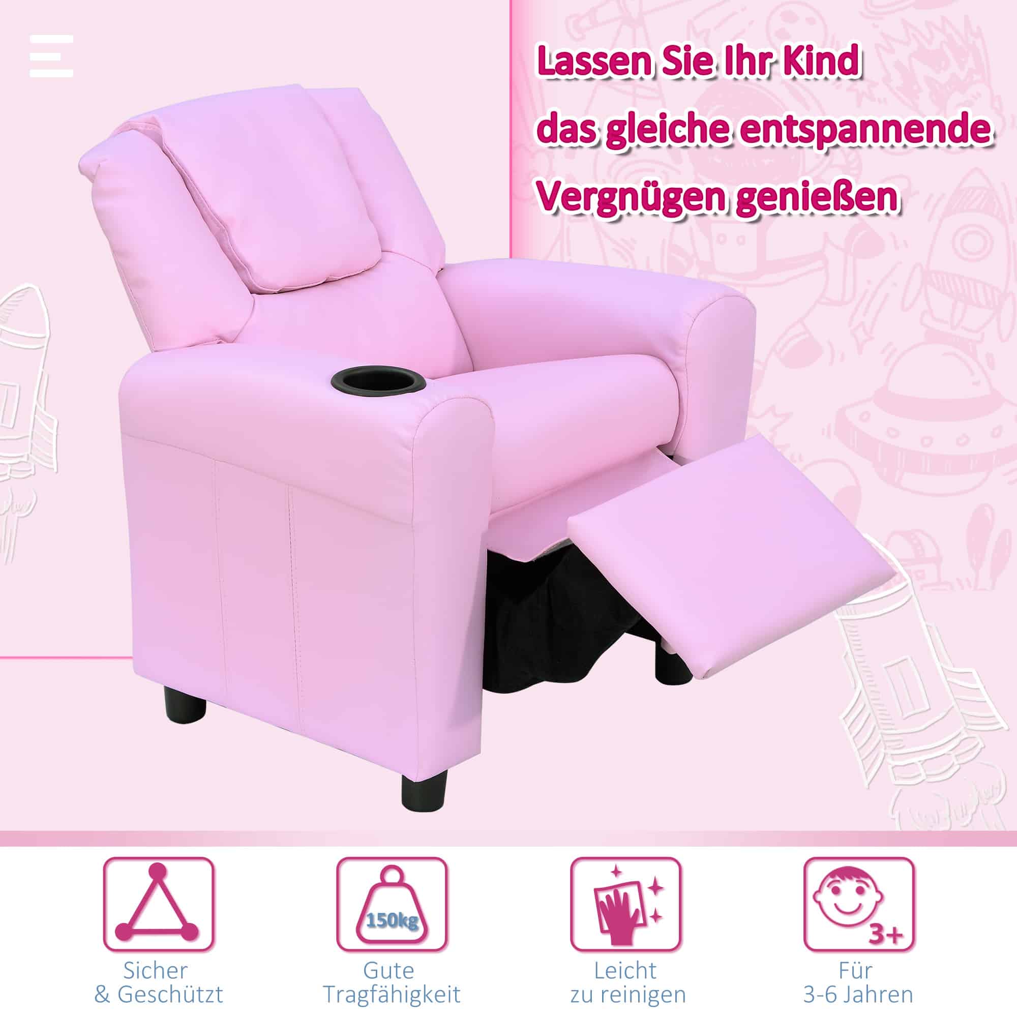 Zaza Home Kinderfauteuil, Mini-Fauteuil, Kinderbank Voor 3-6 Jaar ...