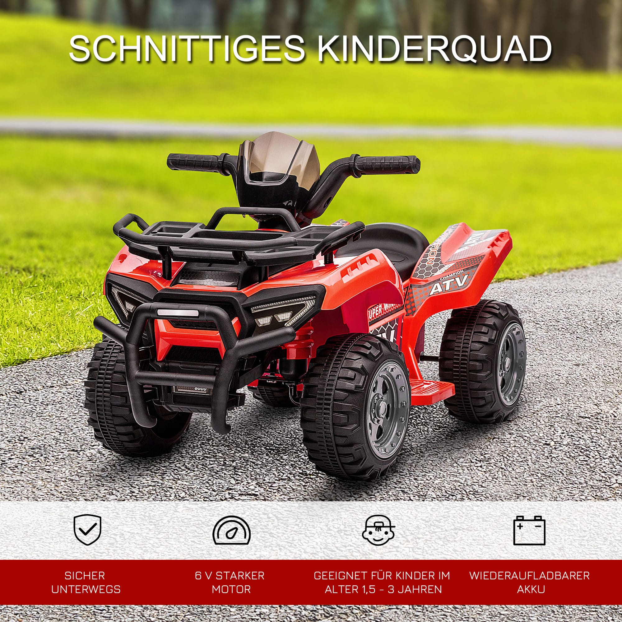Rode Elektrische Quad voor Kinderen van 18-36 Maanden - Metaal en Pp ...