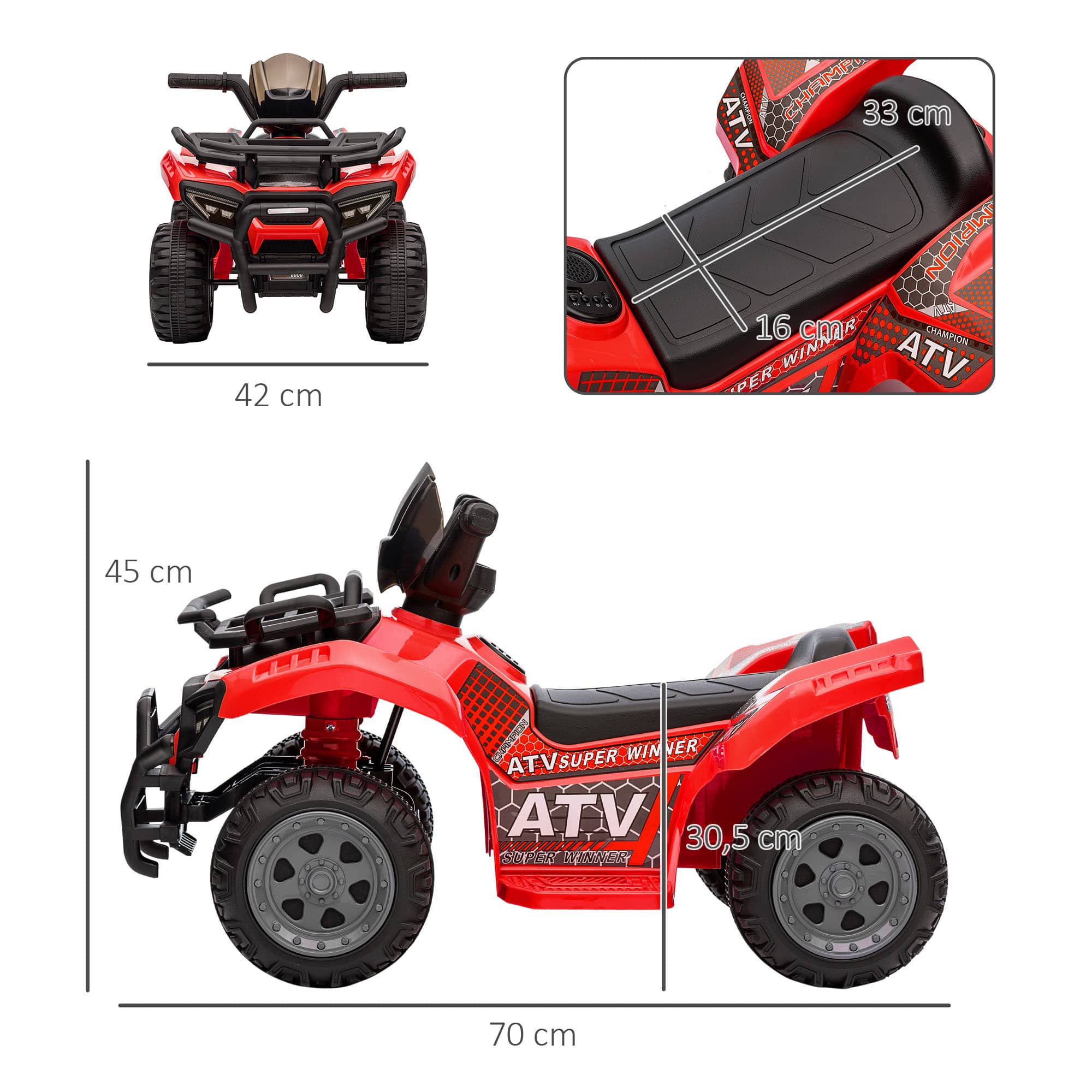 Rode Elektrische Quad voor Kinderen van 18-36 Maanden - Metaal en Pp ...