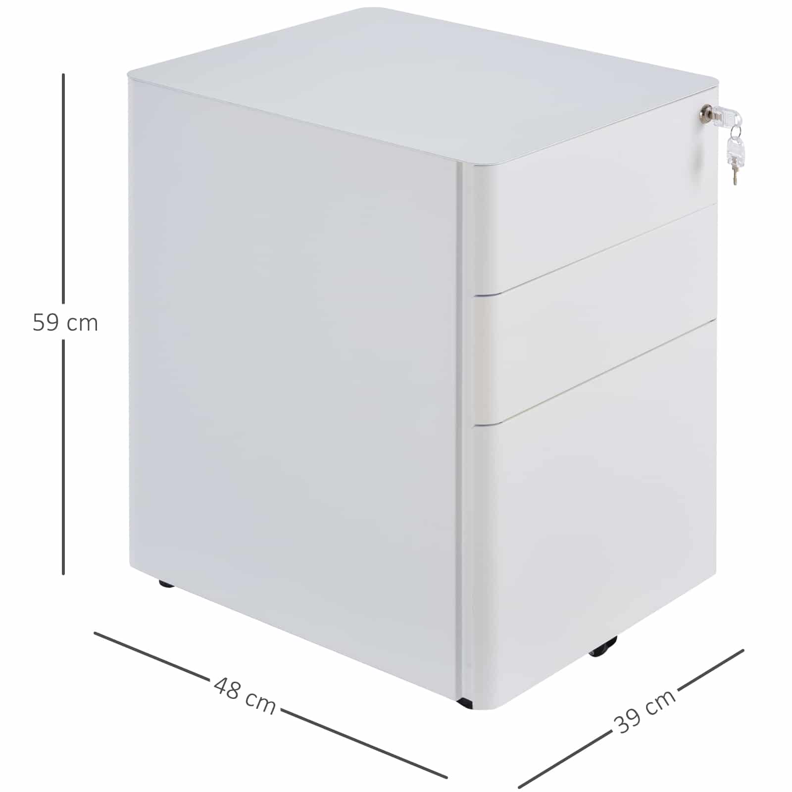 Rolcontainer, mobiele bestandskast met 3 laden, kantoorkast, opslag ...